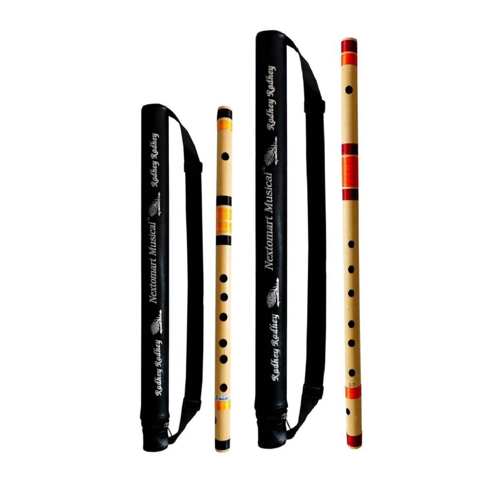 NEXTOMART Musical Combo Flutes D Natural 7 Hole (18 Inch) & DD Base (24 ...