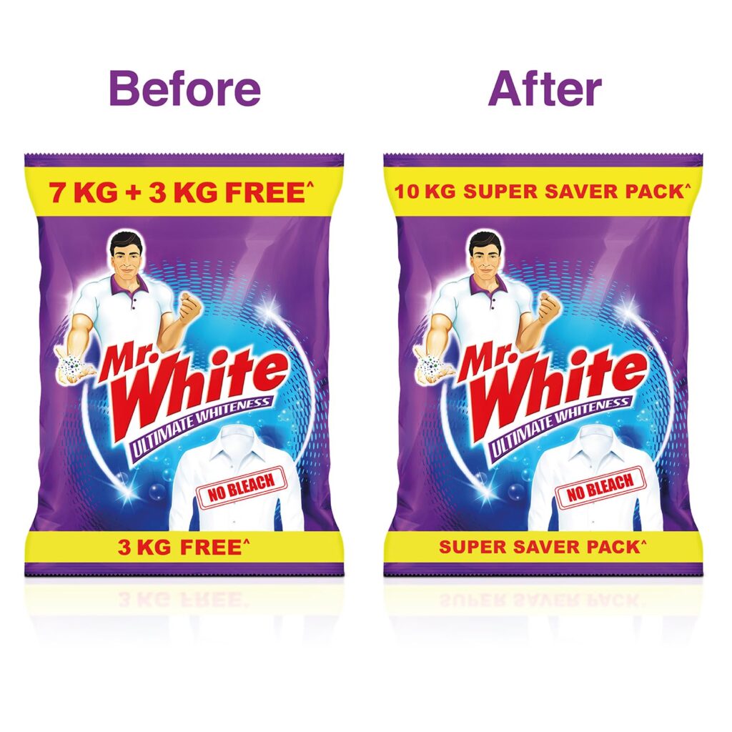 MR WHITE Detergent Powder | 10kg Super Saver Pack | Whiteness Boosters ...