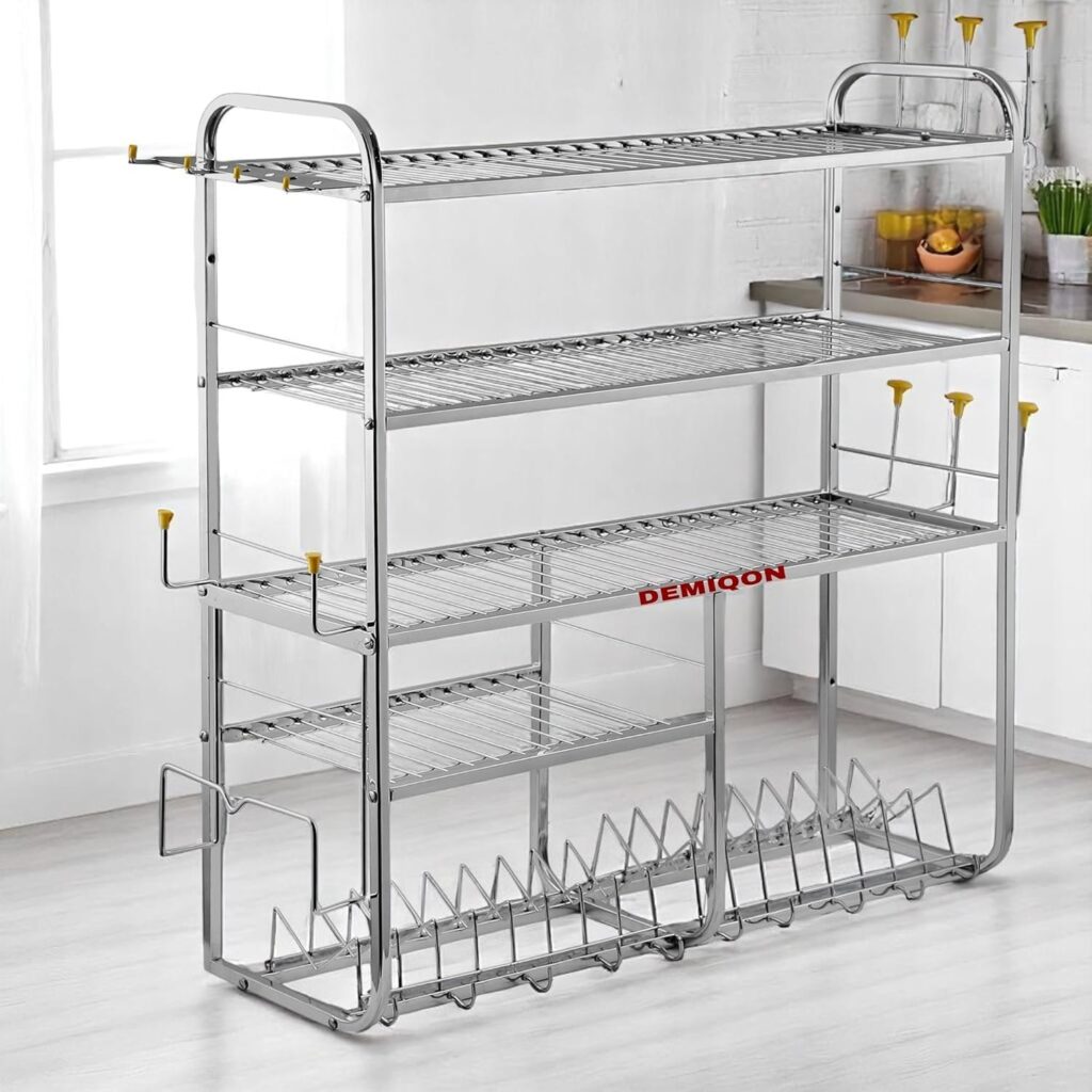 DEMIQON Stainless Steel Heavy Duty Kitchen Rack | 5-Tier Multi-Purpose ...