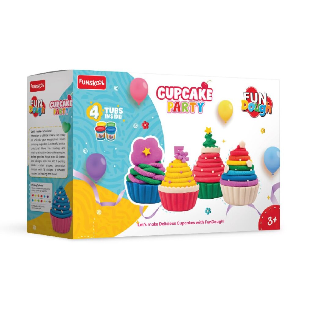 Fundough Funskool Cupcake Party, Play Set for Kid, 5 Colorful Tubs of ...