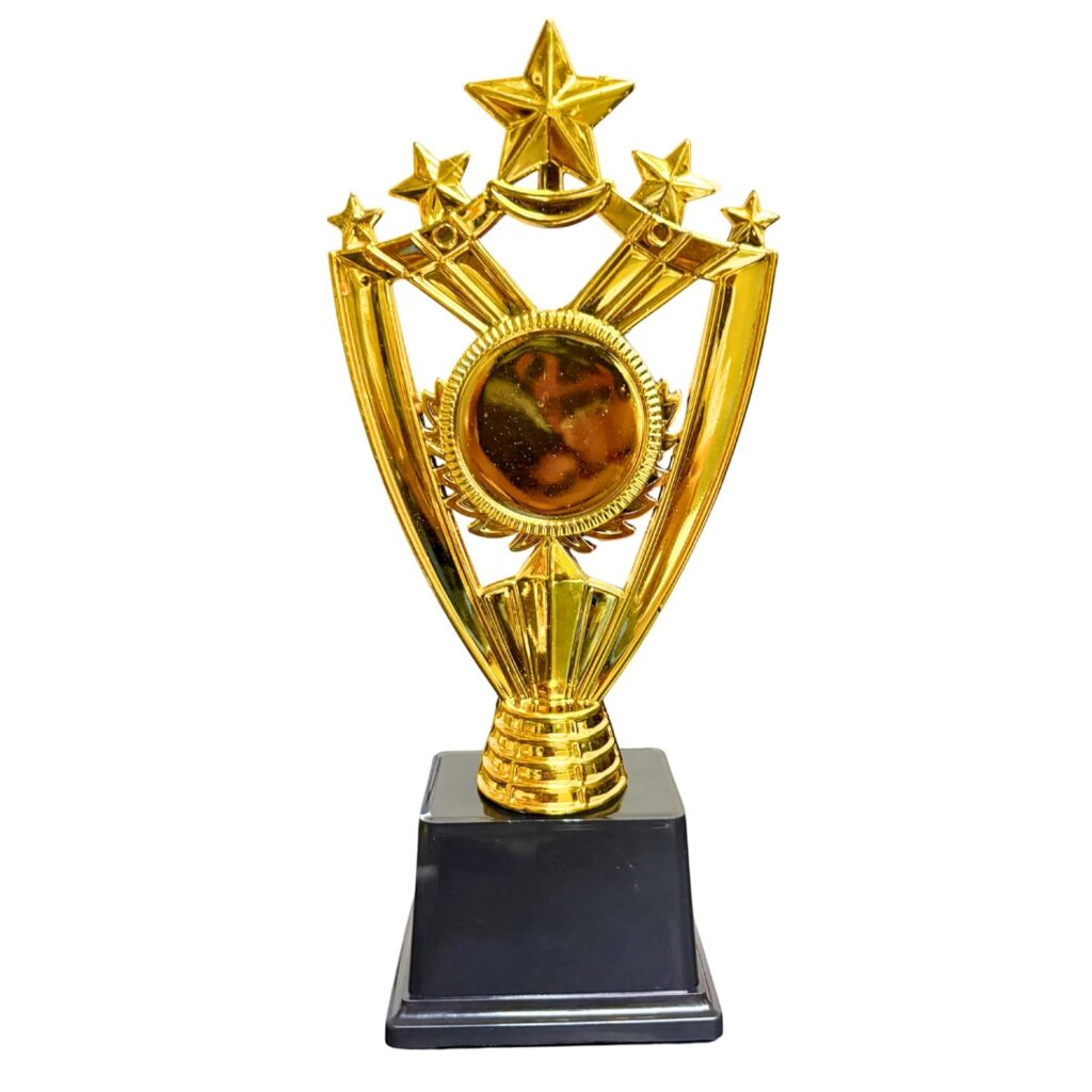 Premium Gold 5-Star Trophy – 9.5 Inch Customizable Award with Black ...