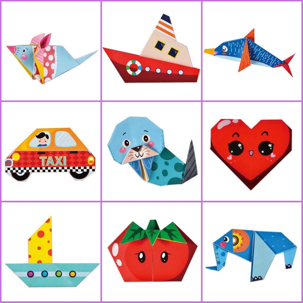 FINEMOE 108 Origami Paper with Instruction Book for Kids - Craft Paper ...