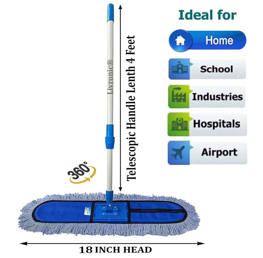Livronic Plastic Wet And Dry Cotton Pad Floor Mop 67X14X5 (18-Inch Head ...