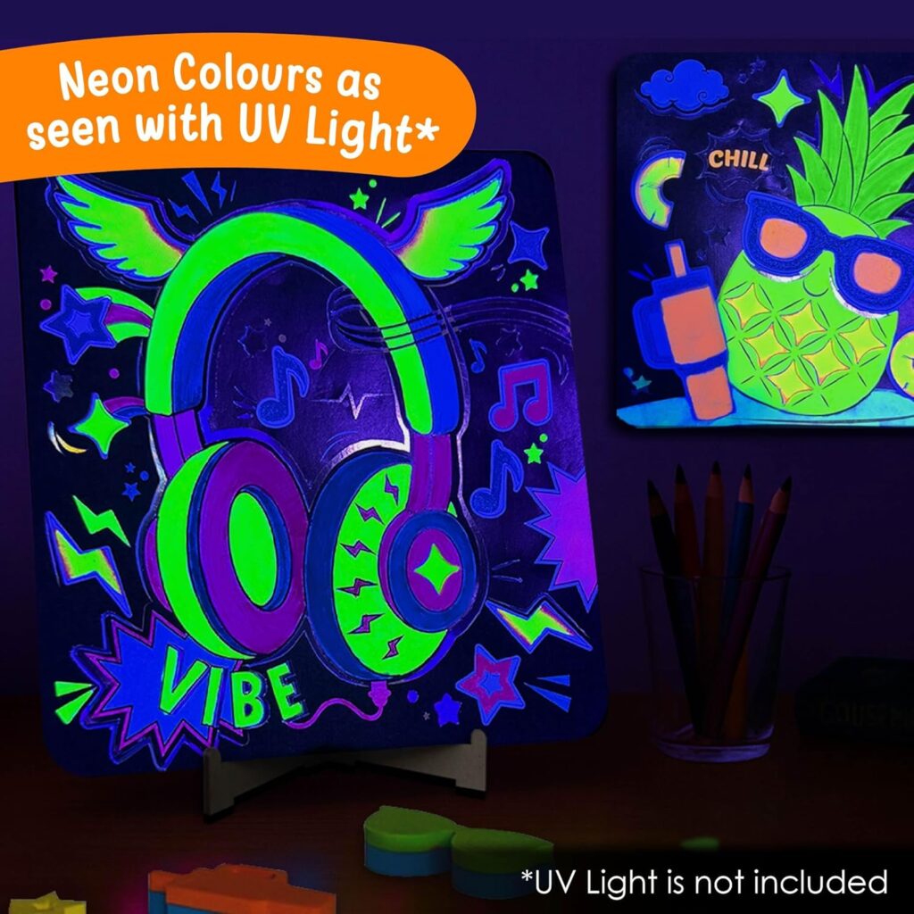Imagimake DIY Neon Art Kit |Painting & Coloring Kit with Neon Brush ...