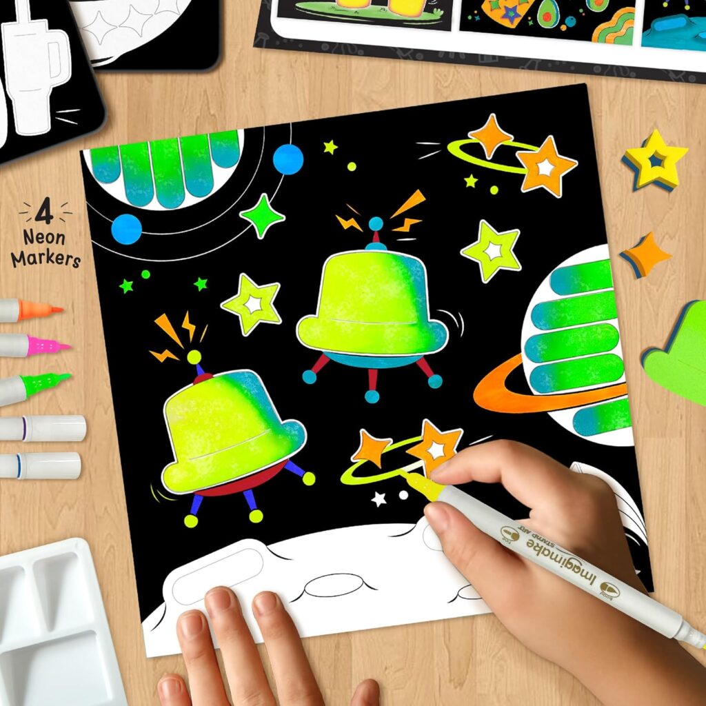 Imagimake DIY Neon Art Kit |Painting & Coloring Kit with Neon Brush ...