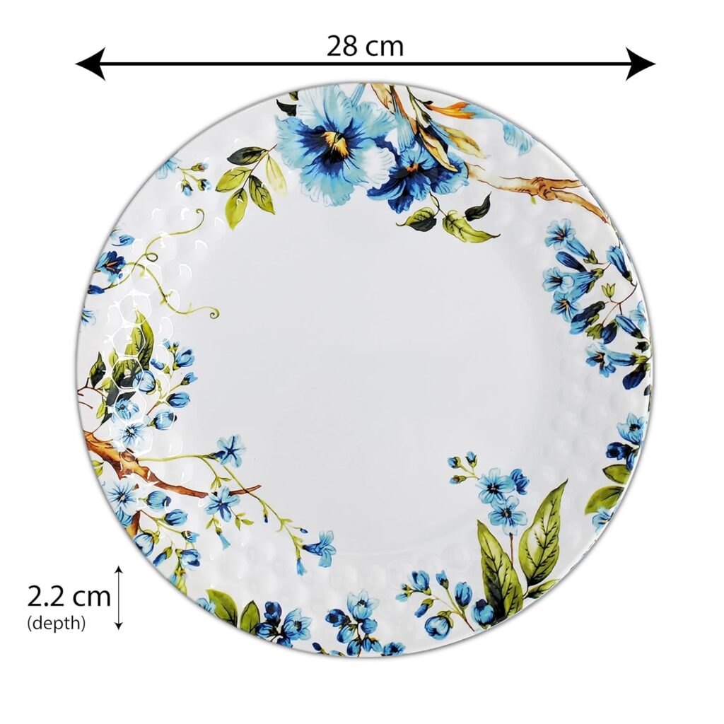 KONVIO Melamine Dinner Plates Set – 6 Pcs, 11-inch | Unbreakable, Food ...