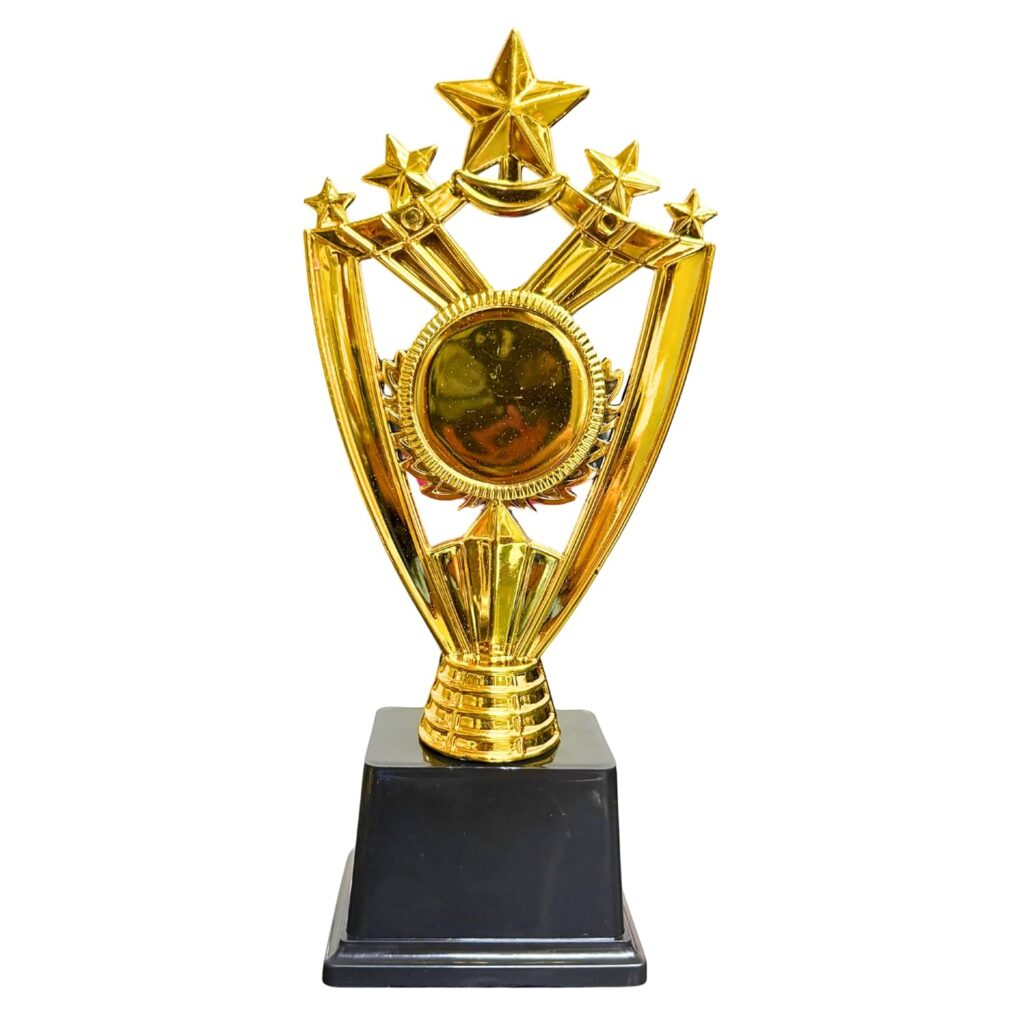 Premium Gold 5-Star Trophy – 9.5 Inch Customizable Award with Black ...