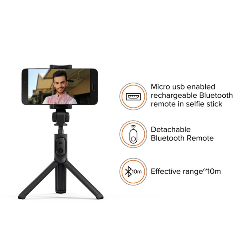 Mi Xiaomi Selfie Stick with Tripod Stand with Bluetooth Remote, 360 deg ...