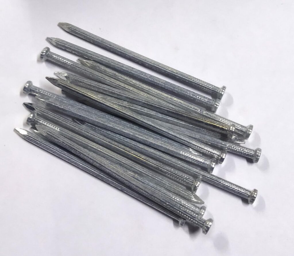 Steel Concrete Nails 6mm x 4 Inch (25 Pcs) – Heavy-Duty, Silver - You Mart