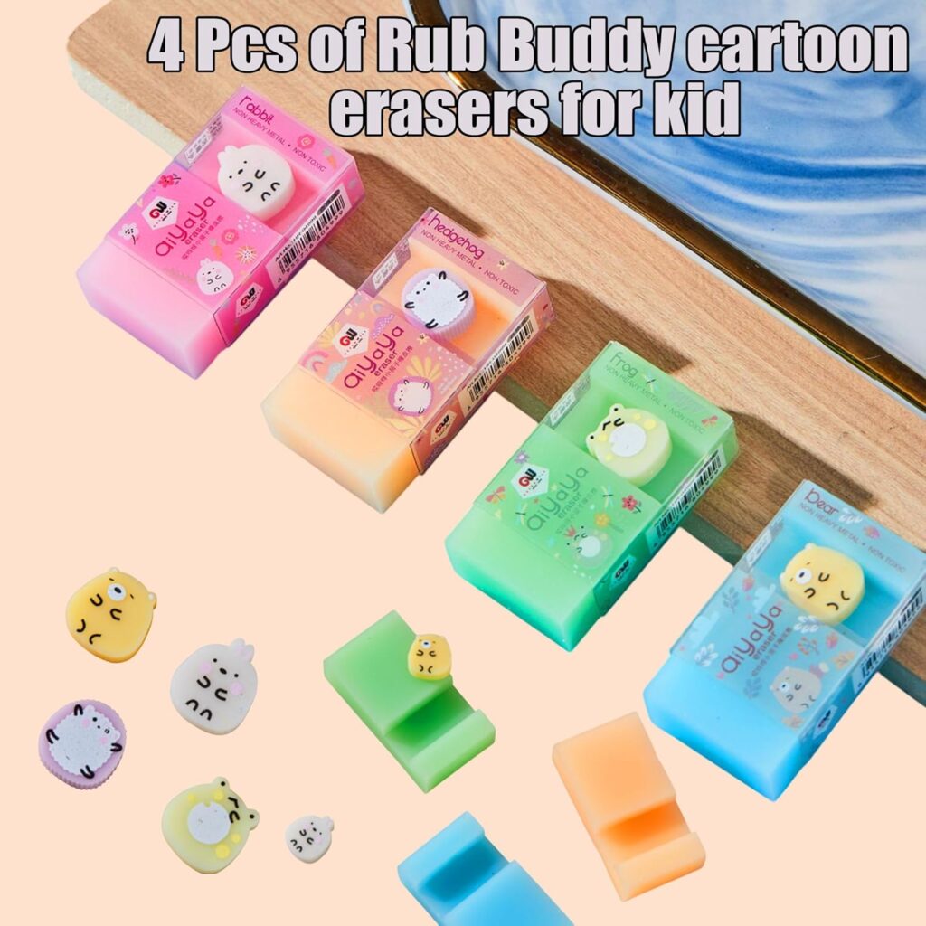 Rub Buddy Cartoon Erasers for Kids – Pack of 4 - You Mart