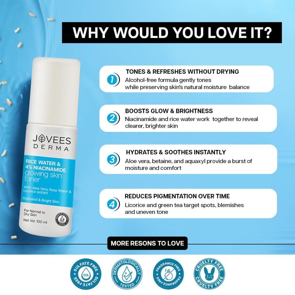 Jovees Derma 4% Niacinamide & Rice Water Toner Enriched With Rice ...