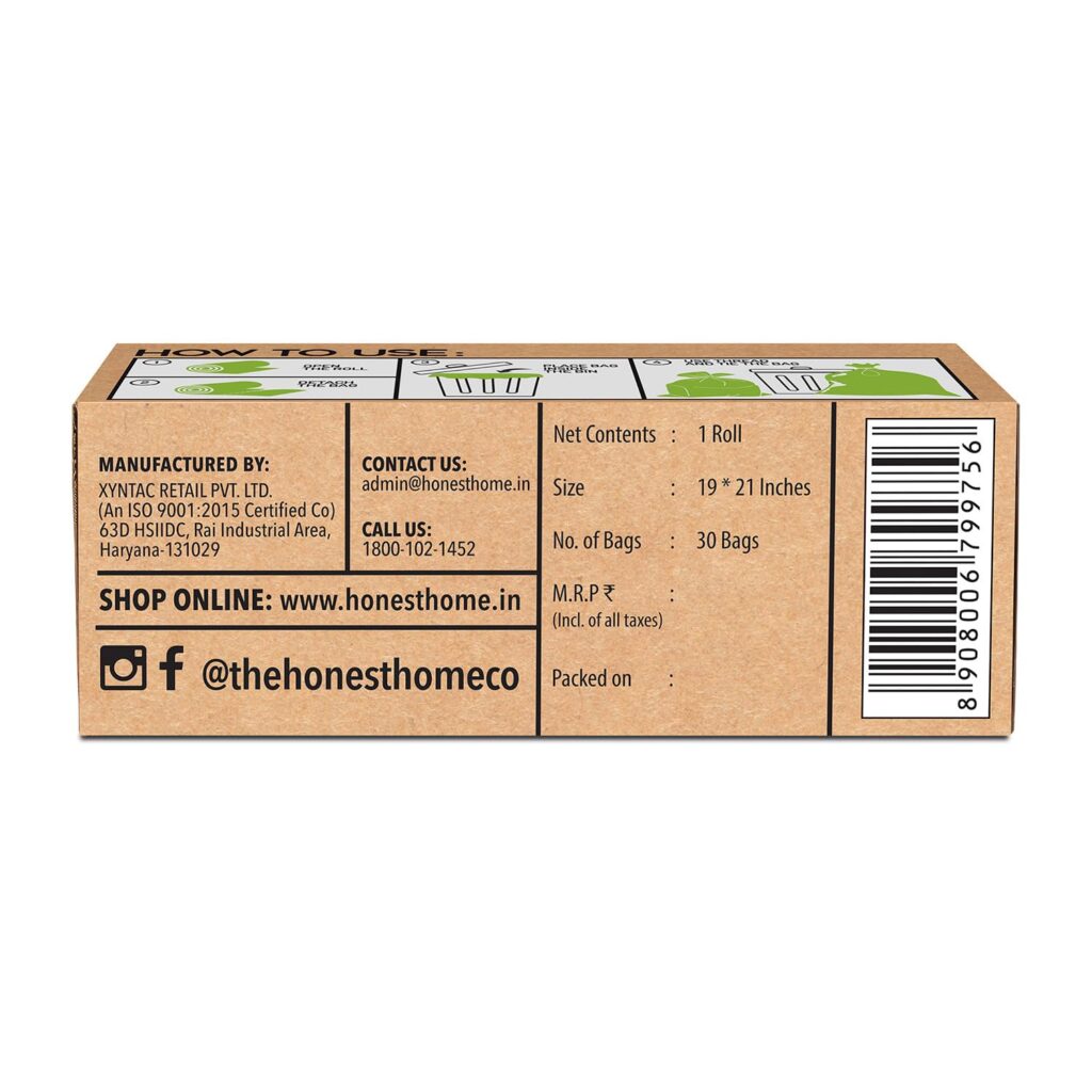 Honest Home Garbage Bags Medium - Green | 120 Bags | 30 Bags x 4 boxes ...