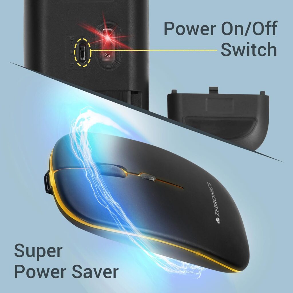 ZEBRONICS Blanc Slim Wireless Mouse with Rechargeable Battery, BT + 2 ...