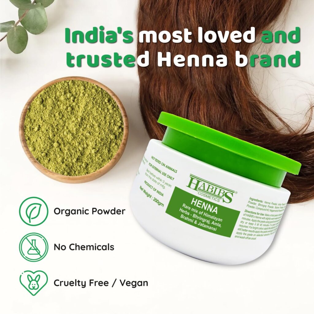 Habibs Orgamatics Natural Henna Mehndi Powder Enriched With Bhringraj ...