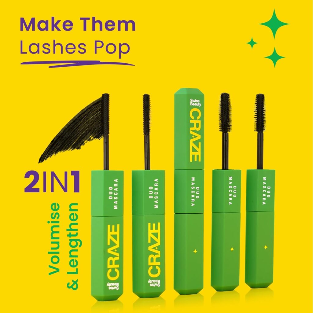 Swiss beauty Craze Duo Mascara | 2-in-1 Lengthening and Volumizing ...