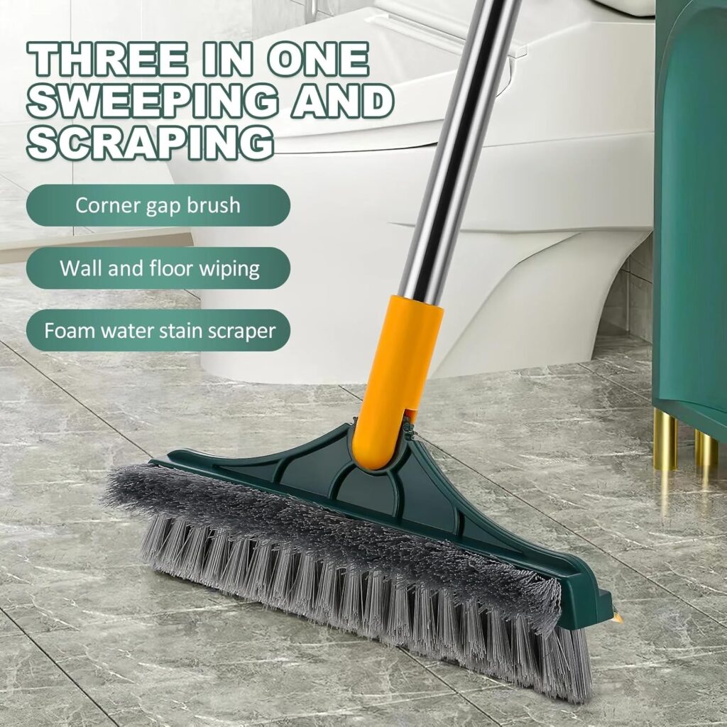 UCRAVO Floor Scrub Brush 3 in 1 Multifunctional Scrape Brush with ...
