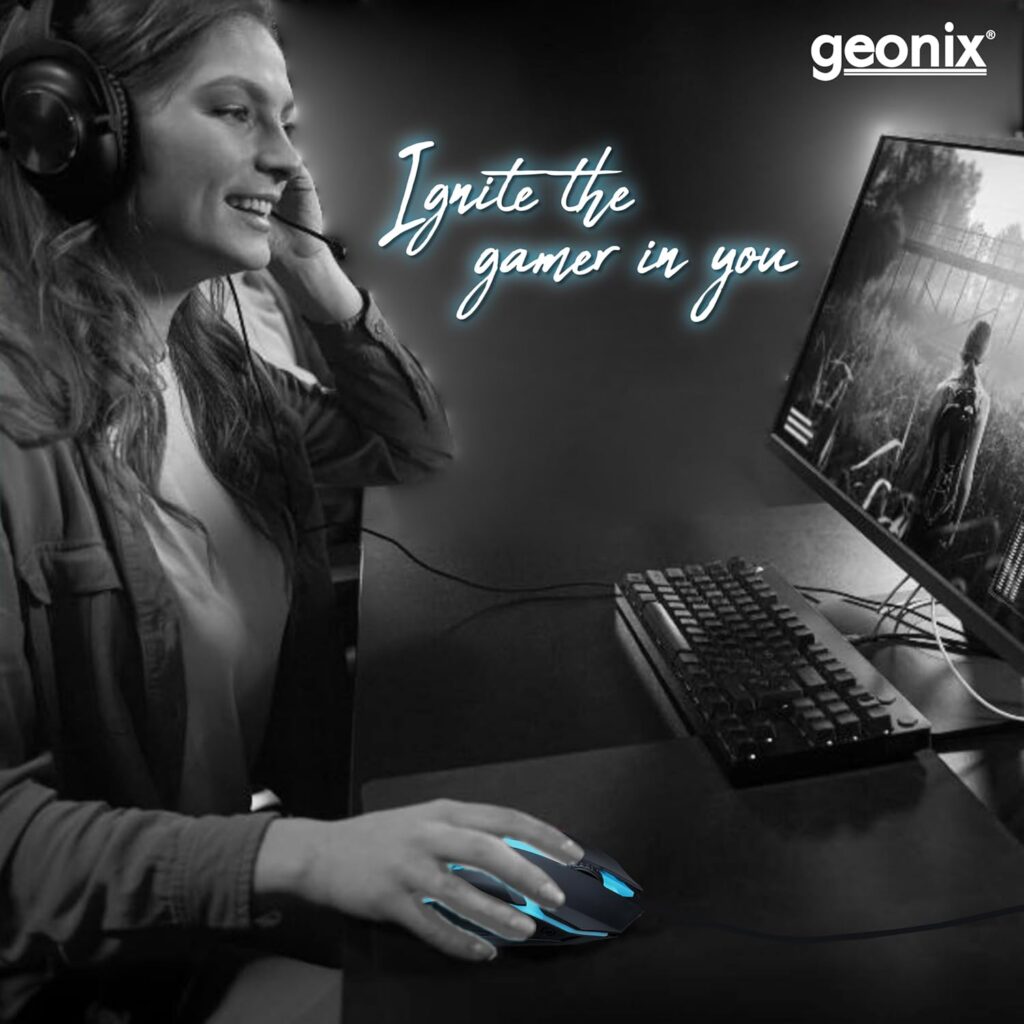 GEONIX Vigor R7 Wired Gaming Mouse with 1200 DPI, PVC Cable, 3 Buttons ...