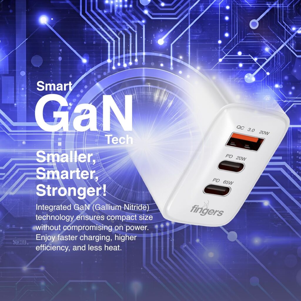 FINGERS PA-765 Mobile Adapter (65W Fast Charging, Triple Ports (2 x USB ...