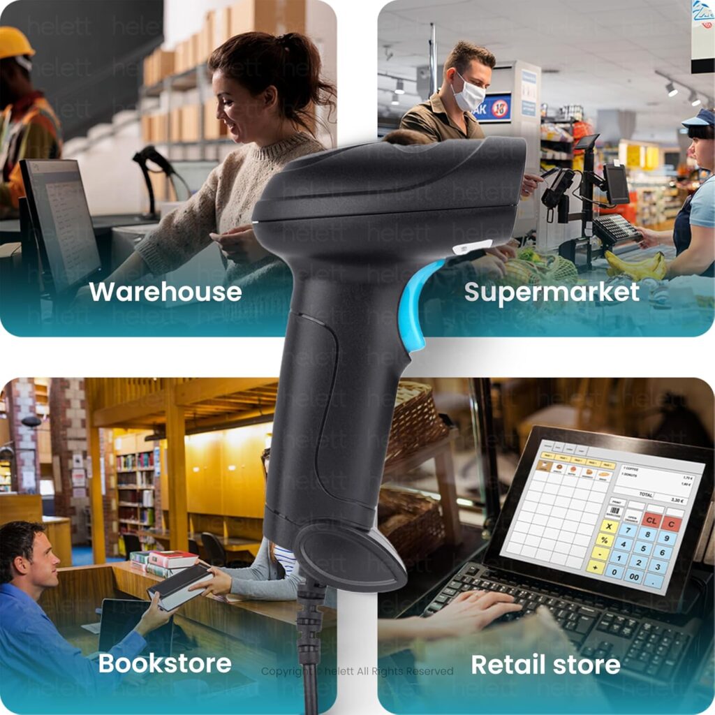 Helett HT410 Barcode and QR 2D &1D Wired Handheld Indicator with ...