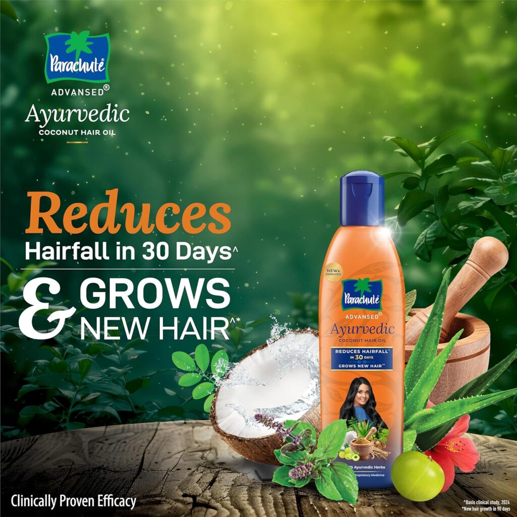 Parachute Advansed Ayurvedic Coconut Hair Oil | for Hair Fall Control ...